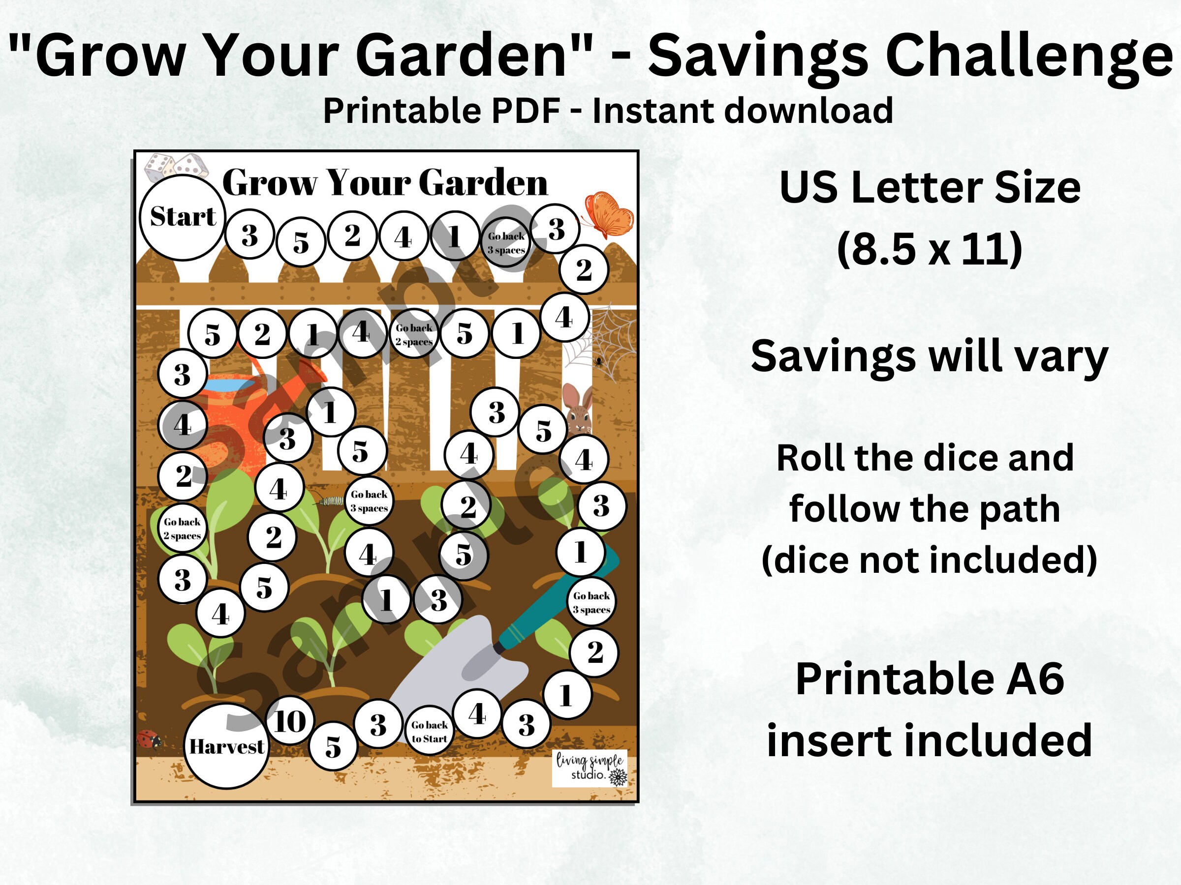 Grow Your Garden Savings Challenge Printable Dice Game - Etsy