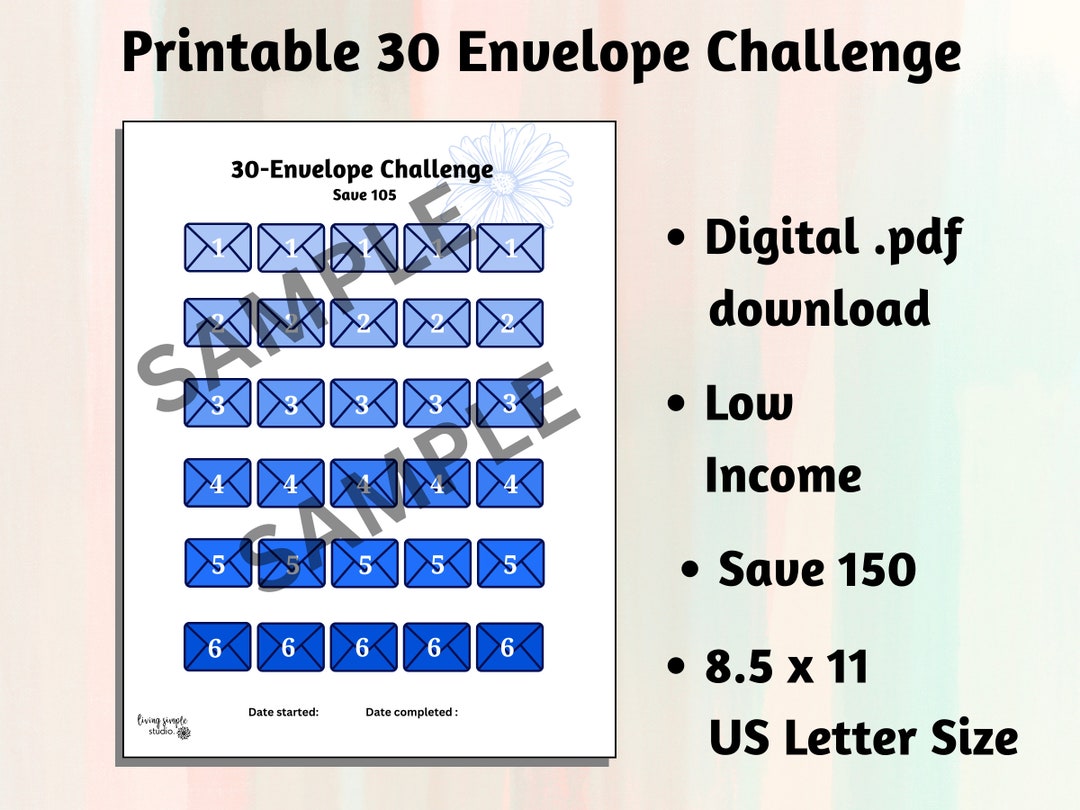 30 Envelope Challenge - Low Income Savings - Etsy