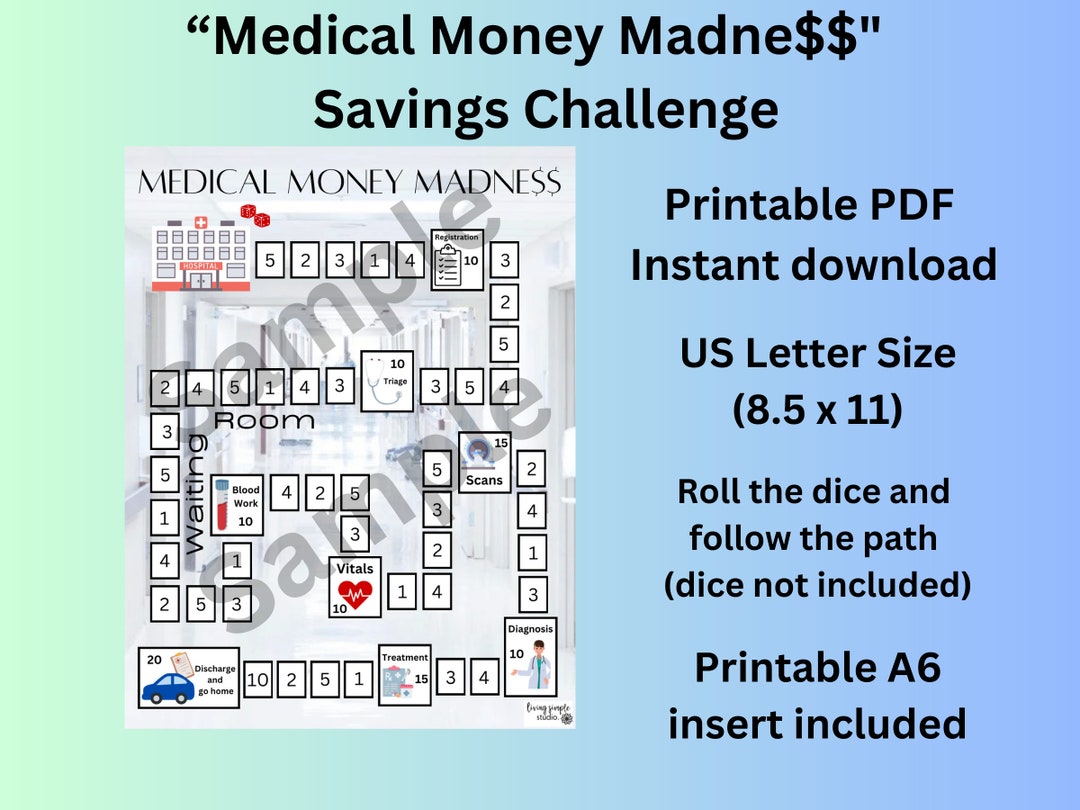 Medical Money Madness Savings Challenge | Printable Dice Game - Etsy