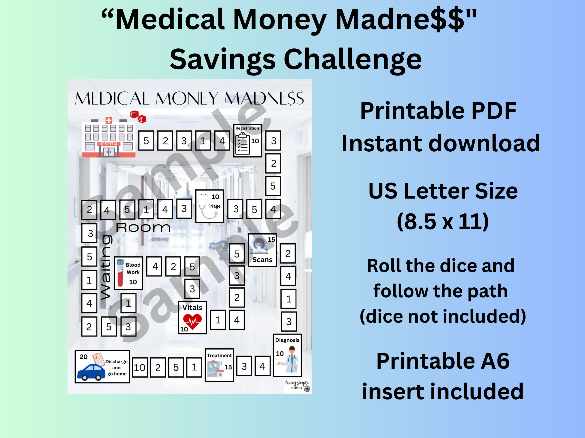 Medical Money Madness Savings Challenge Printable Dice Game - Etsy