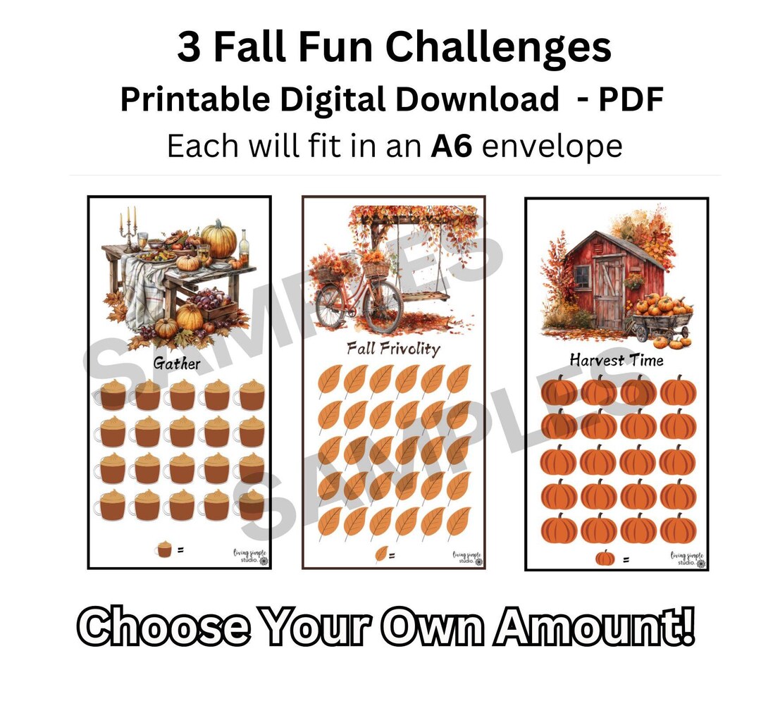 Printable A6 Fall Fun Savings Challenges | Set of 3 Challenges - Etsy