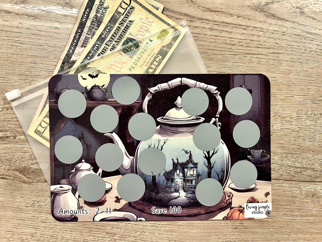 Scratch off Savings Challenge Spooky Tea Pot Halloween - Etsy