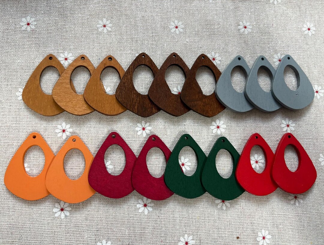 12pcs Hollow Rhombus Shape Plywood Earring Craft Wood Pendant for You ...