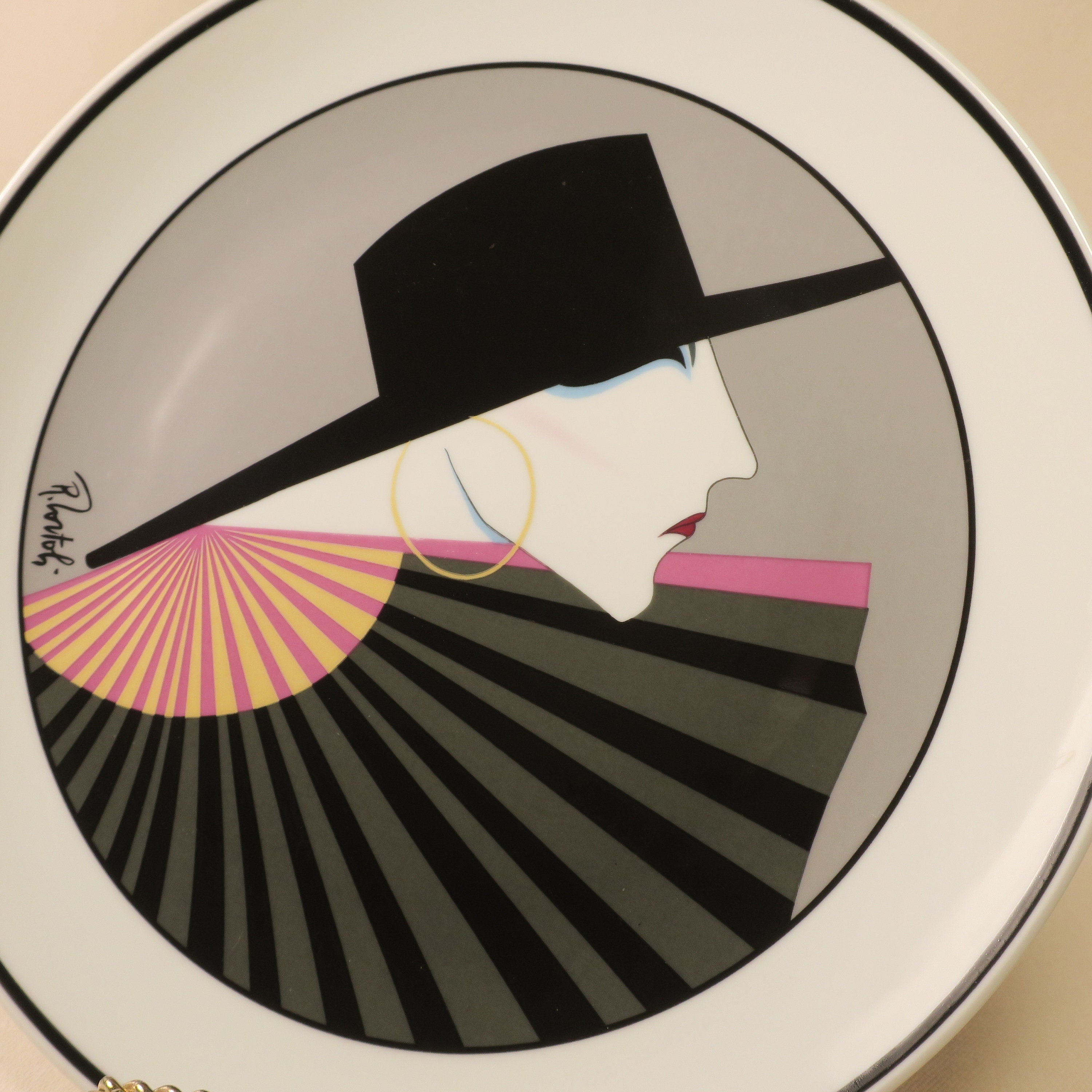 Vintage Signed Roberto Tortoli Plate Art Deco Design Woman in Hat - Etsy