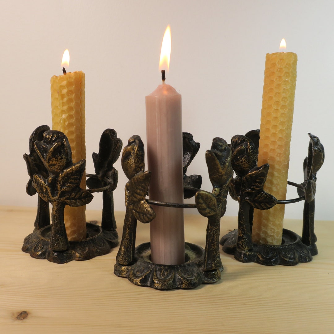 Vintage Cast Iron Roses Metal Candle Holder - Etsy