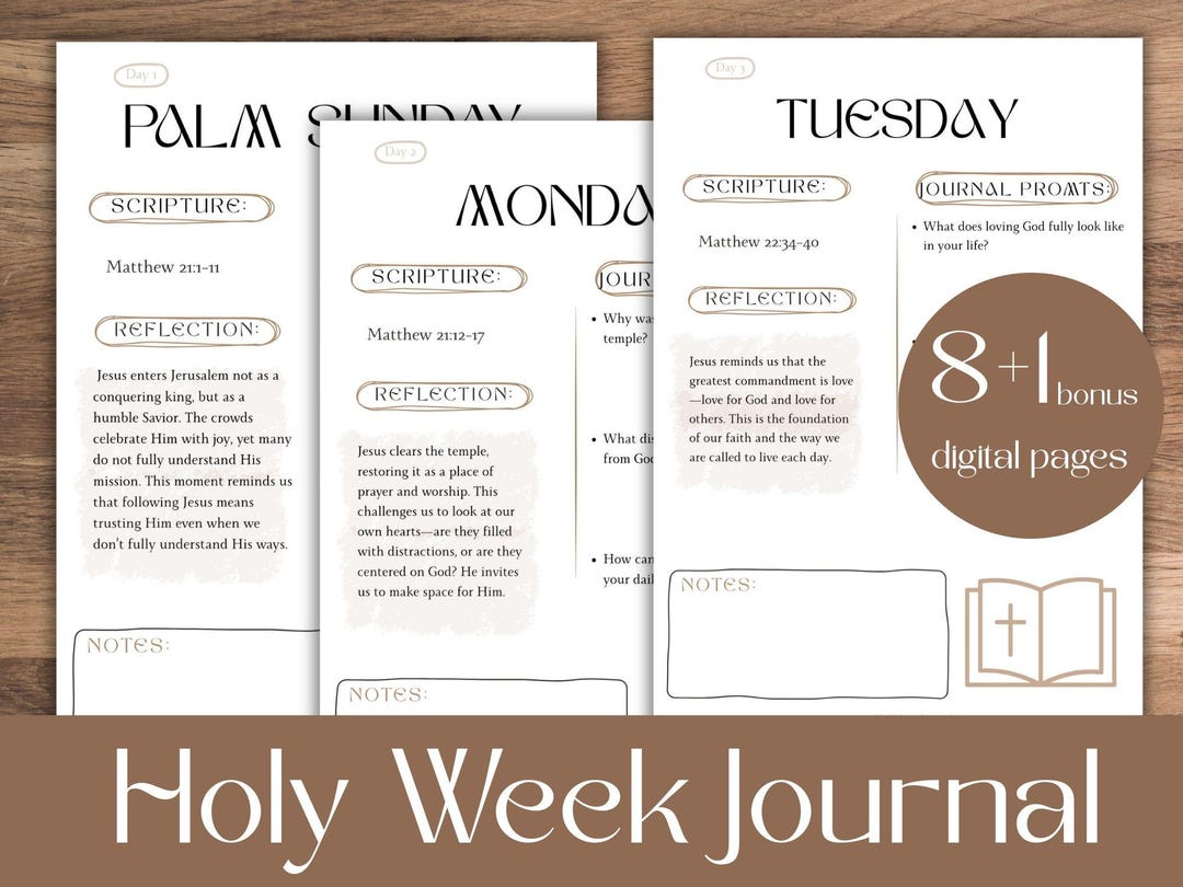 Holy Week Journal Printable, 8-day Christian Easter Devotional (digital ...