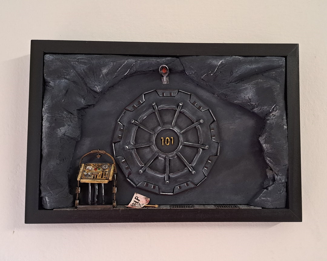 Fallout 101 Door Vault-tec. Vault 101 Miniature Door Box Frame Diorama ...