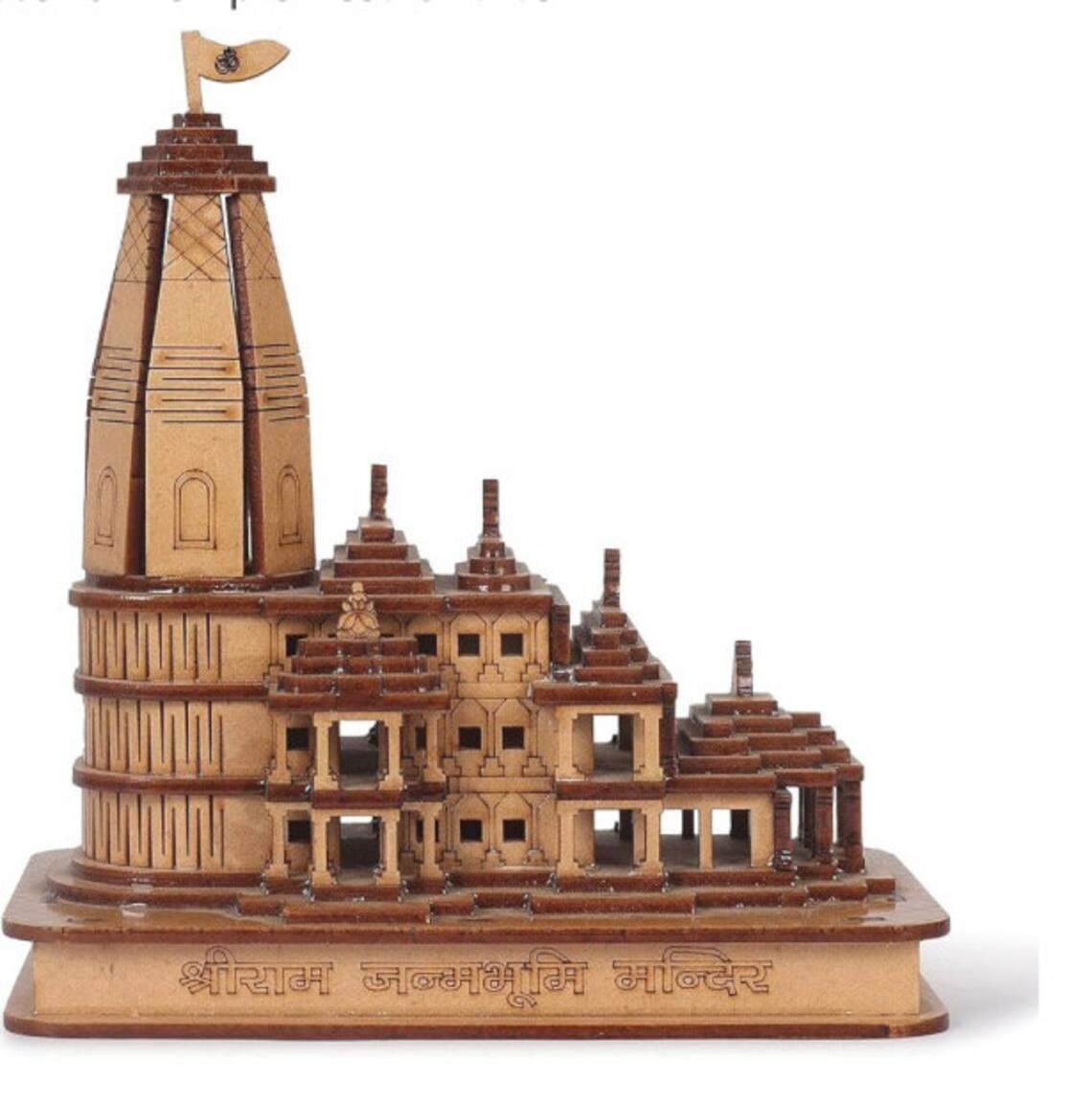 Shree Ram Temple Ayodhya Wooden Miniature, Indian Pilgrimage Model ...