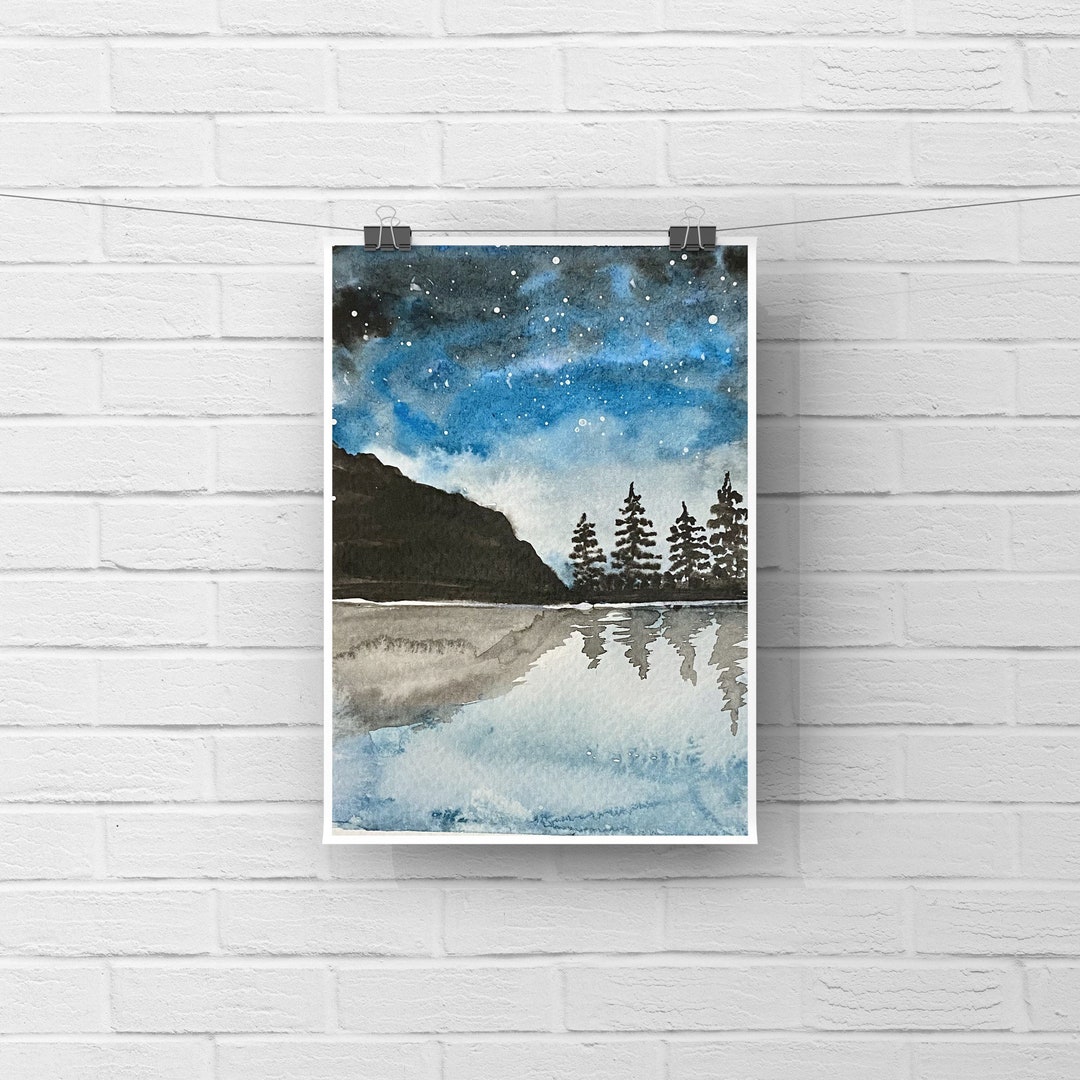 Original Handmade Watercolour Miniature Painting of 45 Inches/ Starry ...