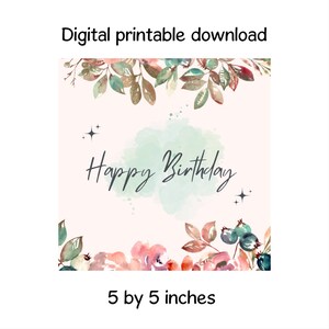 Printable Birthday Card With Flowers Floral Birthday Card - Etsy