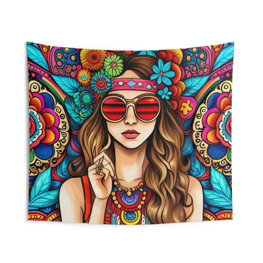 100 Inches Large Indoor Wall Tapestries, Boho Hippie Vibe, Cool Girl ...