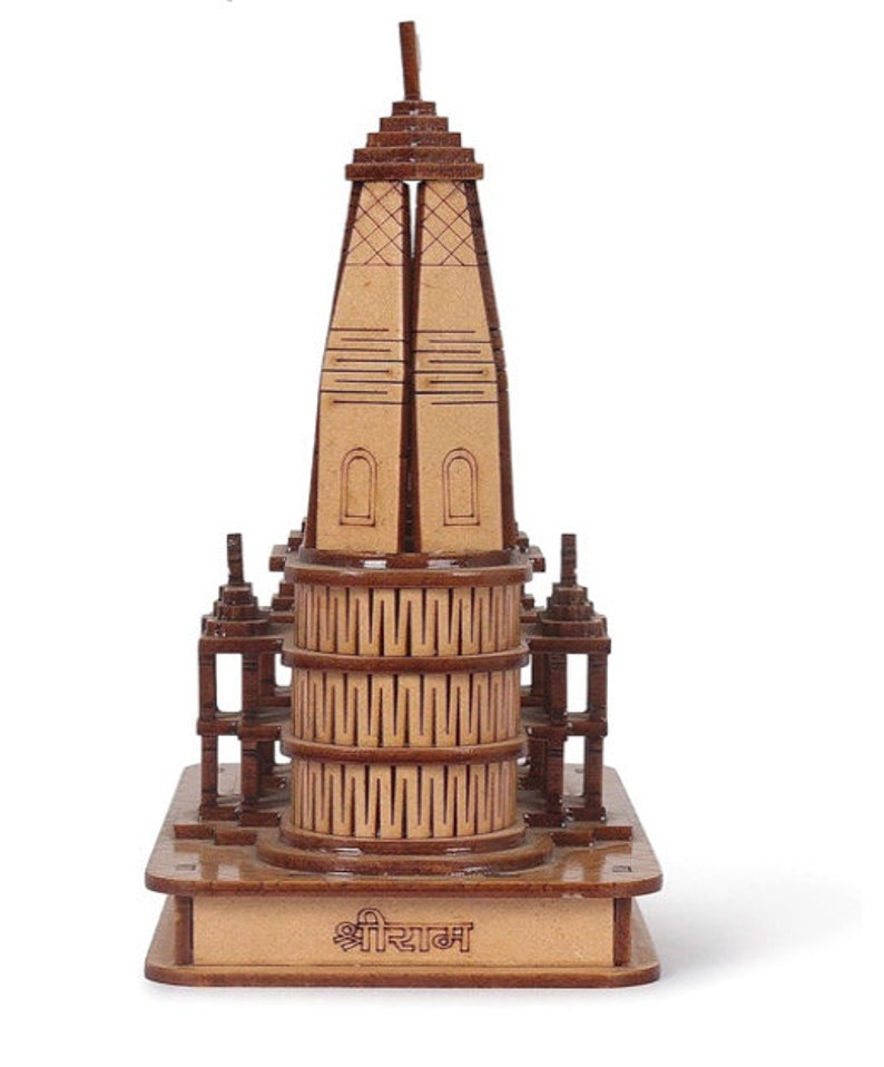 Shree Ram Temple Ayodhya Wooden Miniature, Indian Pilgrimage Model ...