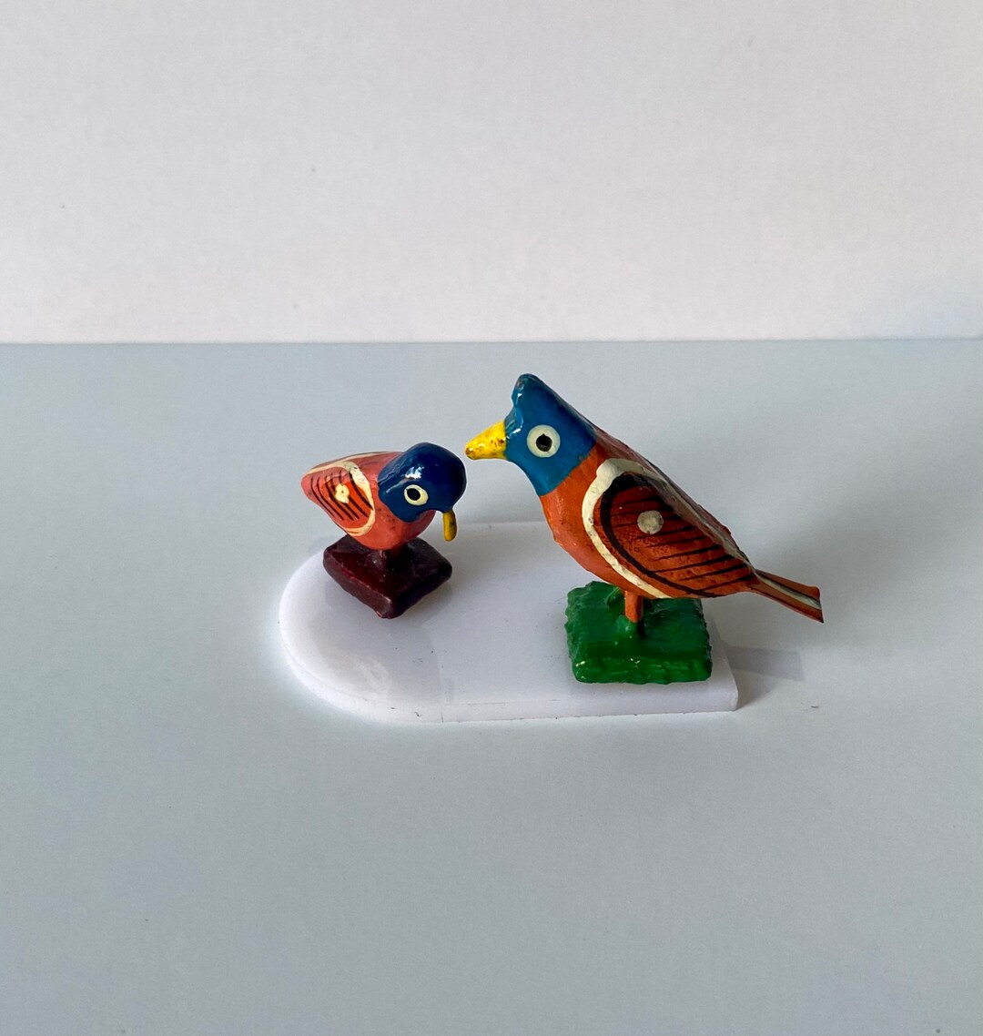 Miniature Birds Pair Wooden Hand Painted Art Piece Indian - Etsy