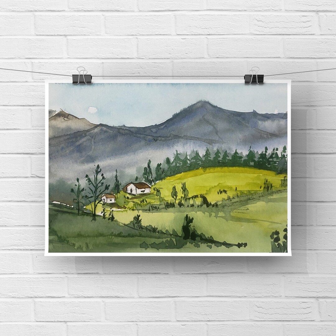 Small Watercolour Painting of Landscape Original Watercolour - Etsy