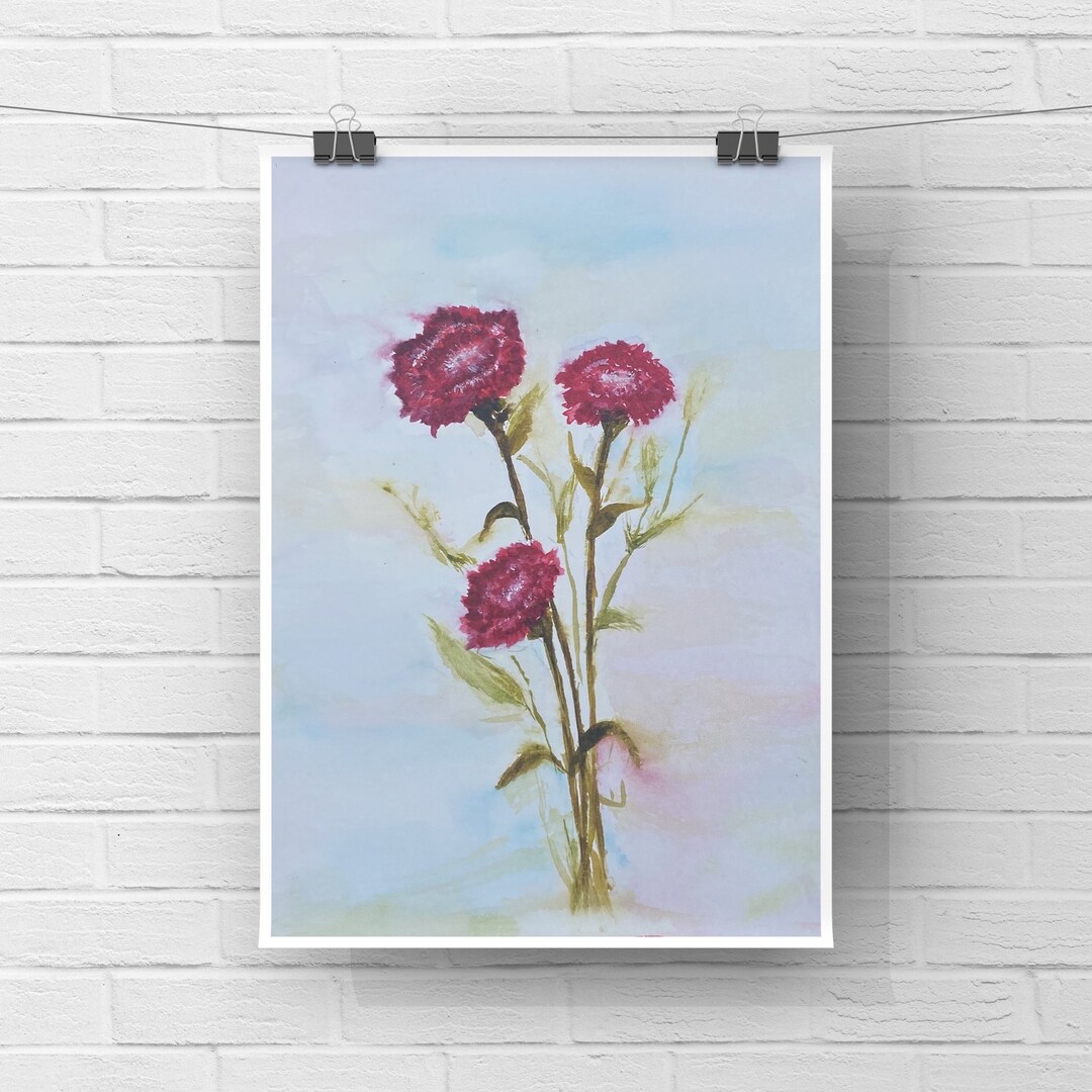 Carnation Flower Painting original Handmade Watercolour - Etsy