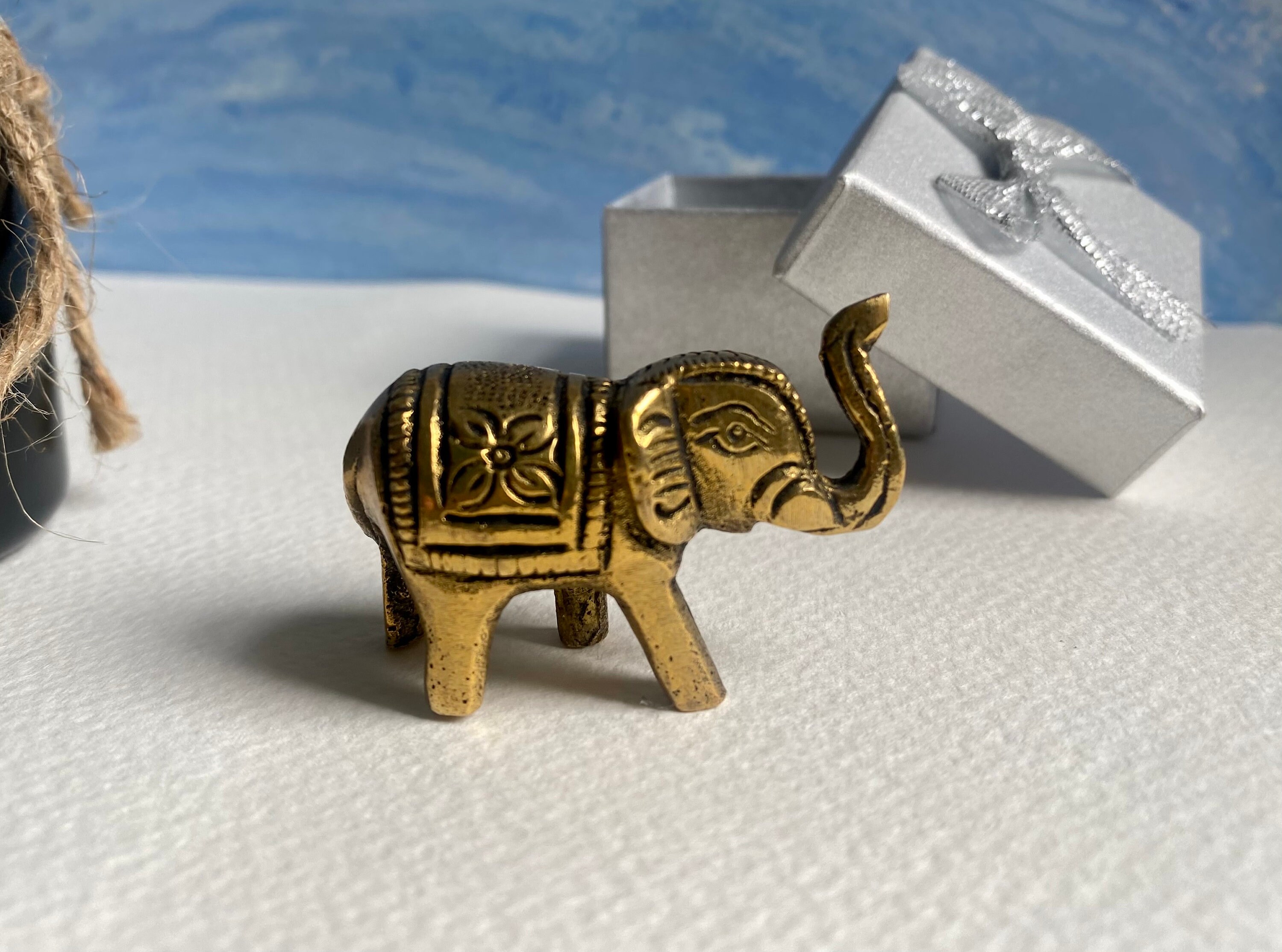 Miniature Elephant,metal Trunk up Elephant Statue Showpiece Figurine ...