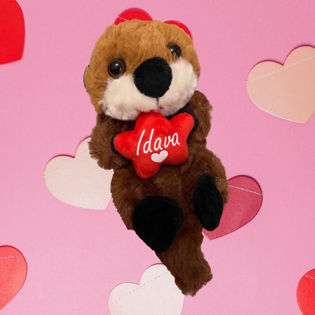 Custom Personalized Otter Valentines Day Plush Stuffed Animal - Etsy