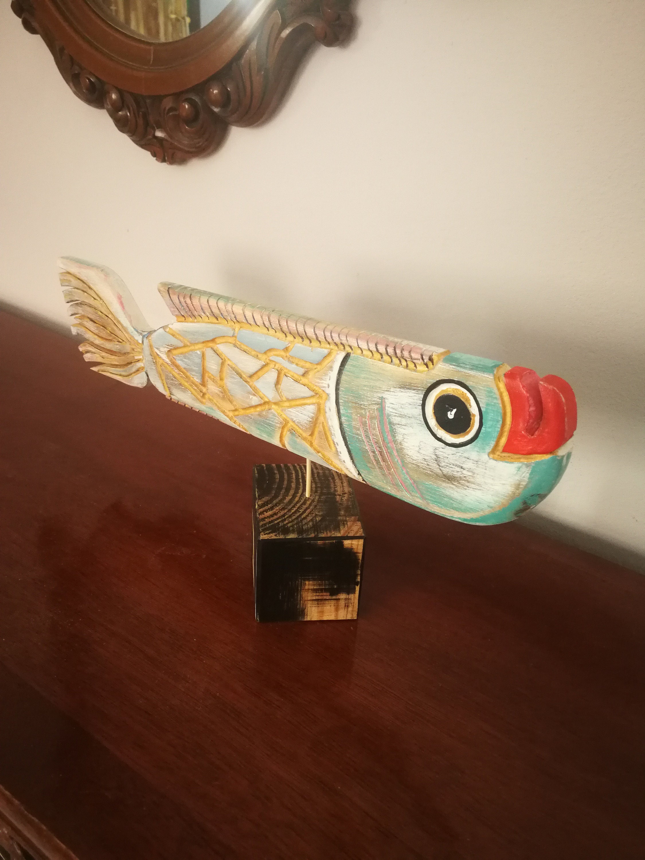 Pez de labios rojos peces de madera hecho a mano artista Manuel Arteaga ...