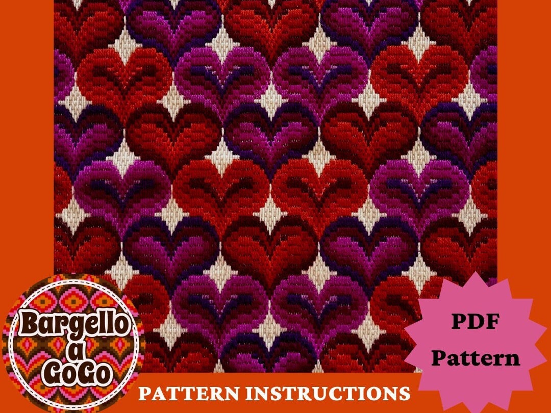 Embroidery, Needlepoint, Tapestry Heart Canvas, PDF Sewing Pattern ...