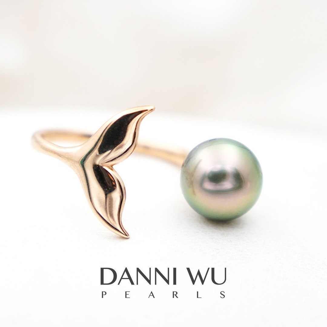 Orca Tahitian Pearl Ring 8mm 18K Gold AU750 - Etsy