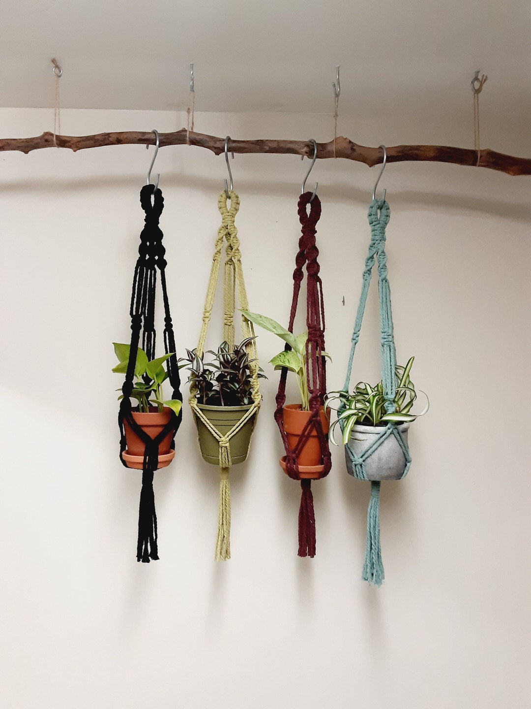 Small Macrame Plant Hanger, Macrame Plant Hanger, Spiral Macrame Plant ...