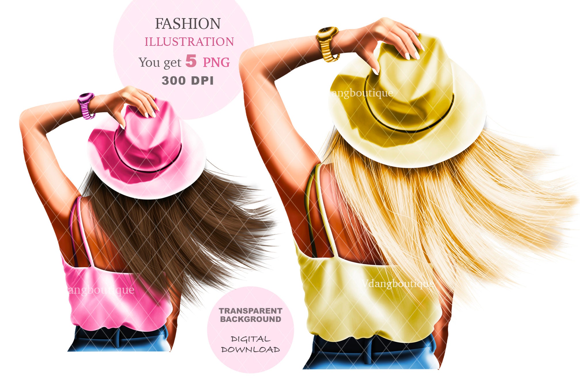 Clipart Bundle, Fashion Girl Clipart, Girl Sun Png, Fashion Prints ...