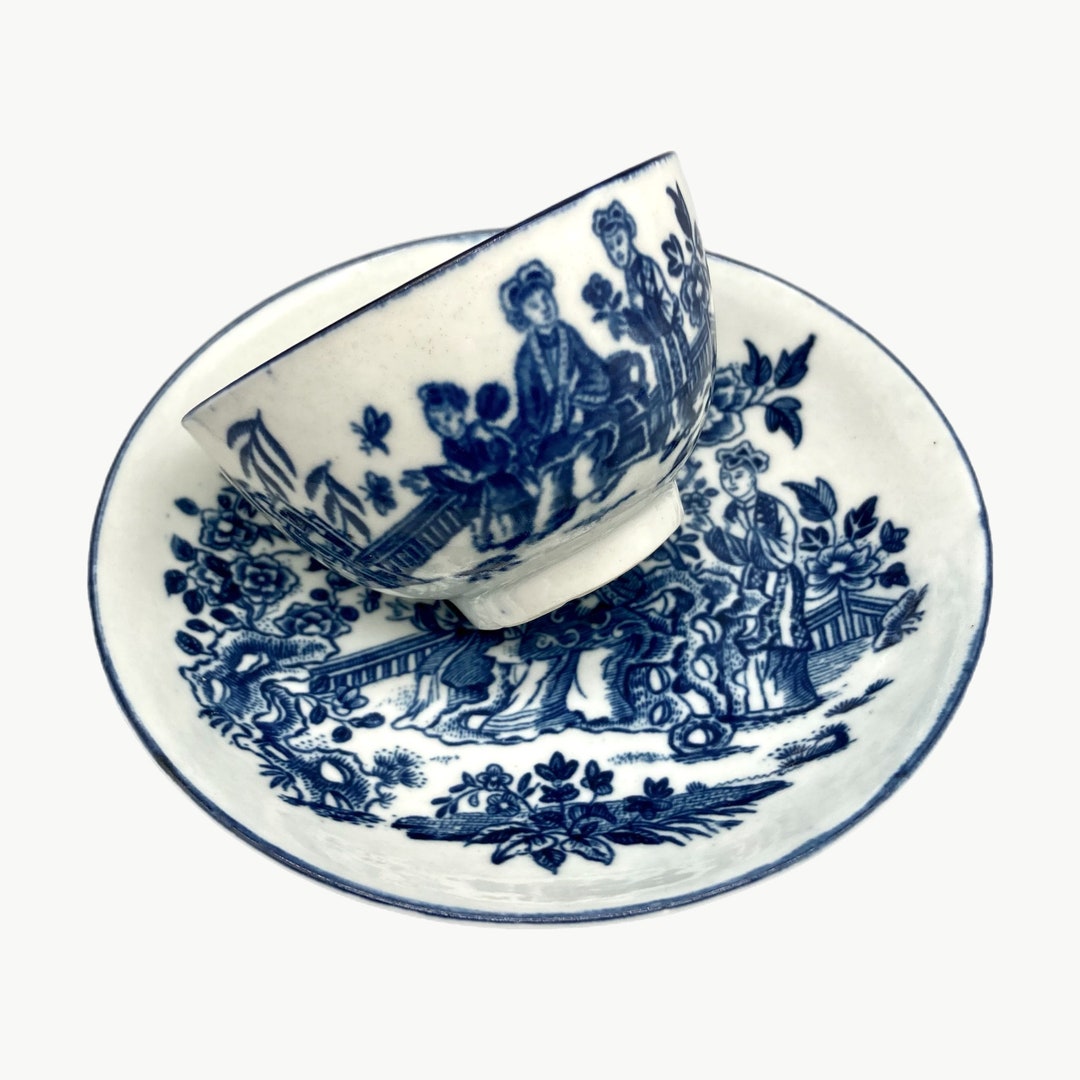 Early Worcester Porcelain Teabowl & Saucer, Three Ladies Pattern, C ...