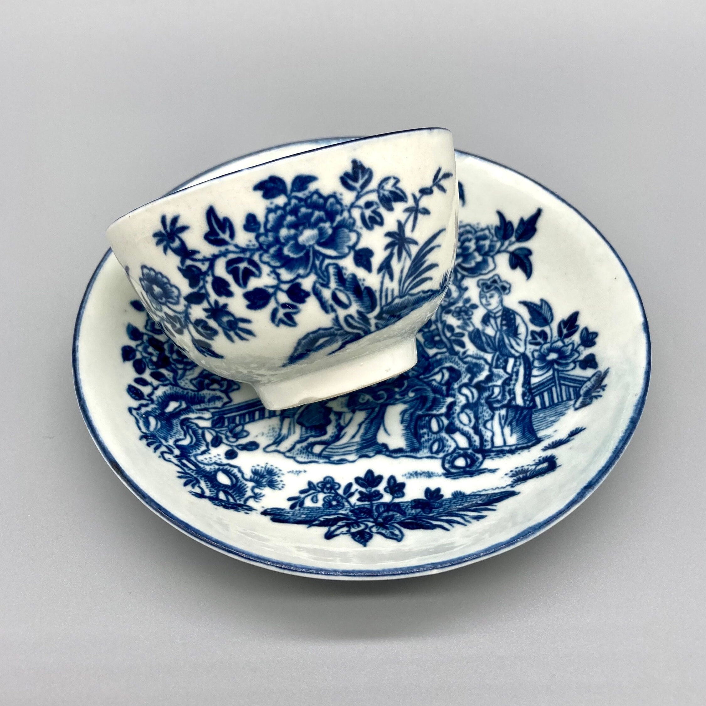 Early Worcester Porcelain Teabowl & Saucer, Three Ladies Pattern, C ...
