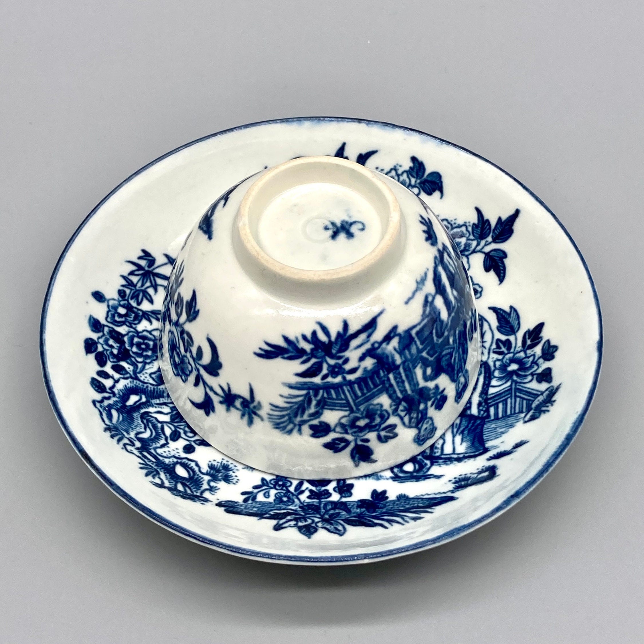 Early Worcester Porcelain Teabowl & Saucer, Three Ladies Pattern, C ...