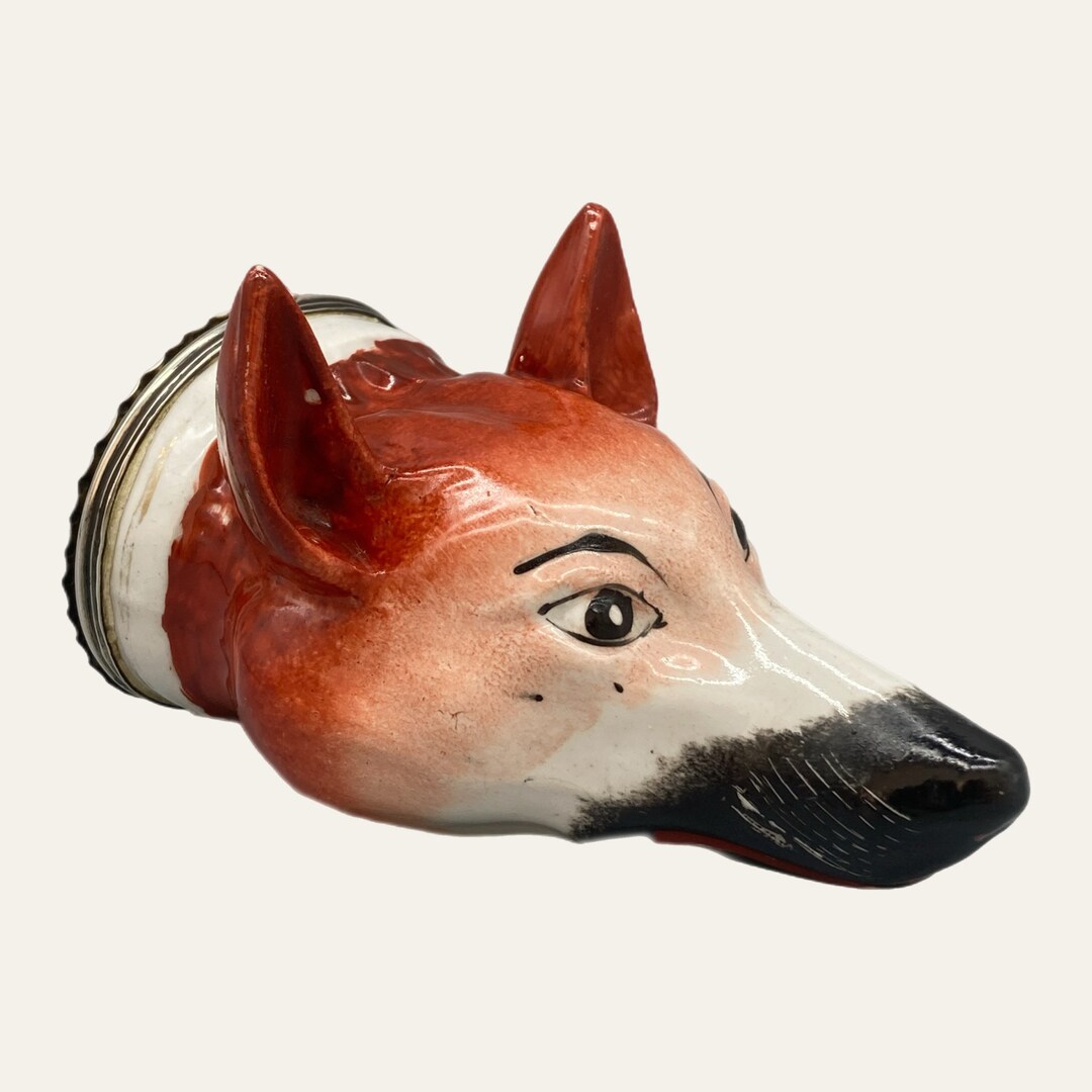 Antique Staffordshire Porcelain Fox Head Stirrup Cup, C.1840 - Etsy