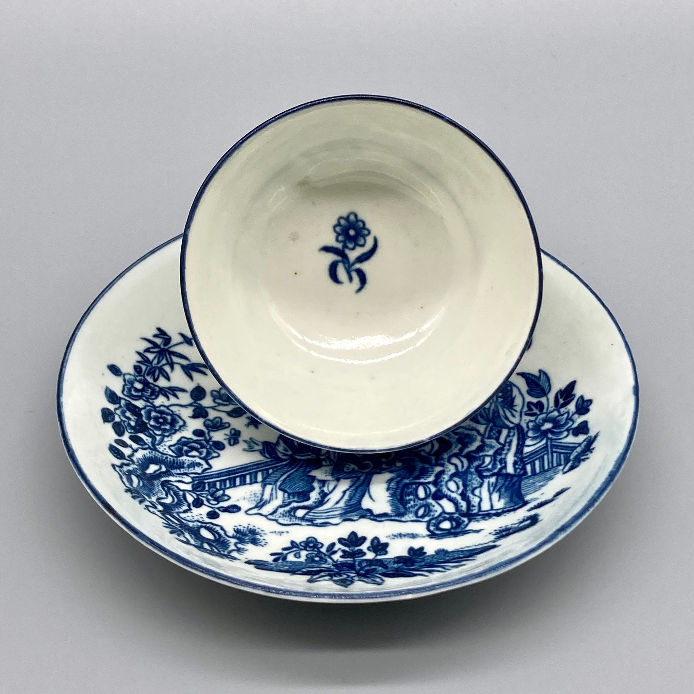 Early Worcester Porcelain Teabowl & Saucer, Three Ladies Pattern, C ...