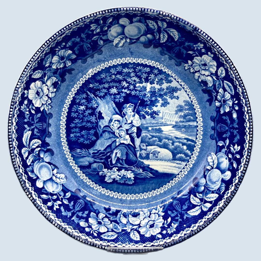 Antique Staffordshire Transferware Bowl, Shelter'd Peasants Pattern ...