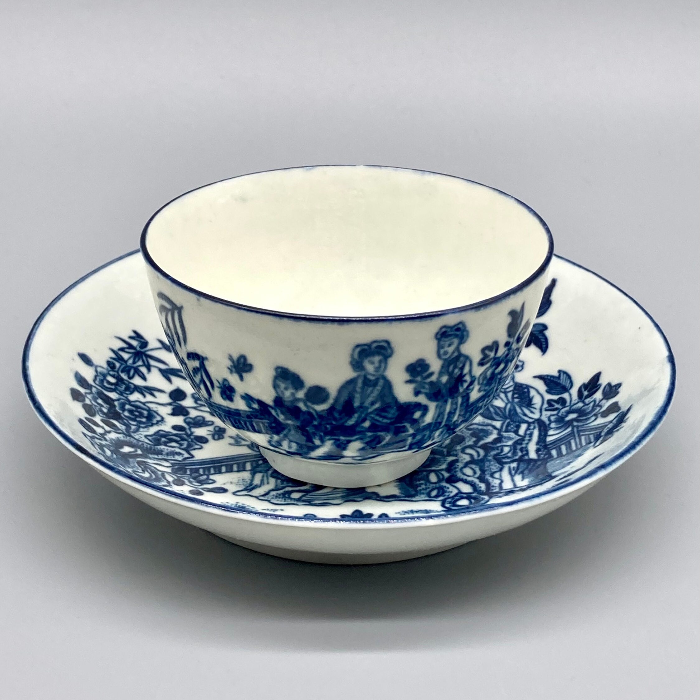 Early Worcester Porcelain Teabowl & Saucer, Three Ladies Pattern, C ...