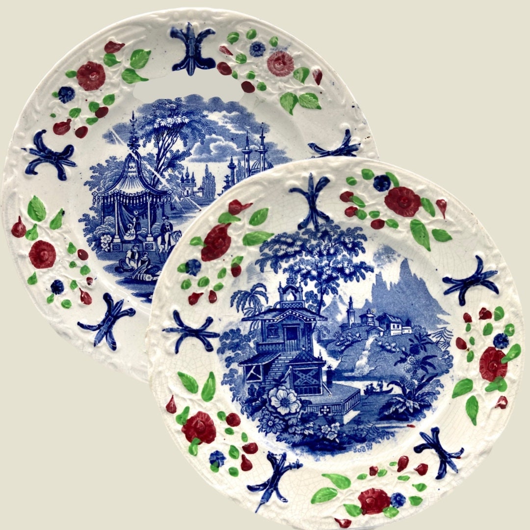 Pair of Antique Pearlware Plates With Moulded Rims Circa - Etsy