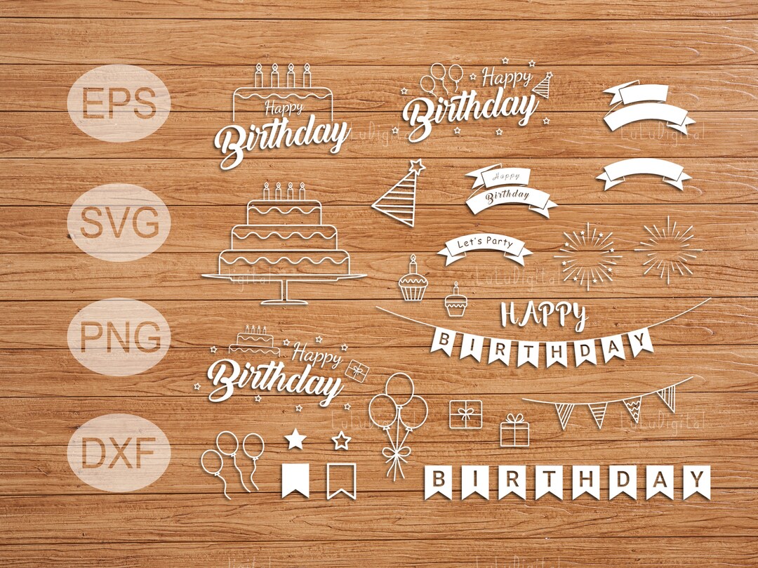 Happy Birthday Bundle, Birthday Cake Svg, Birthday Clipart, Birthday ...