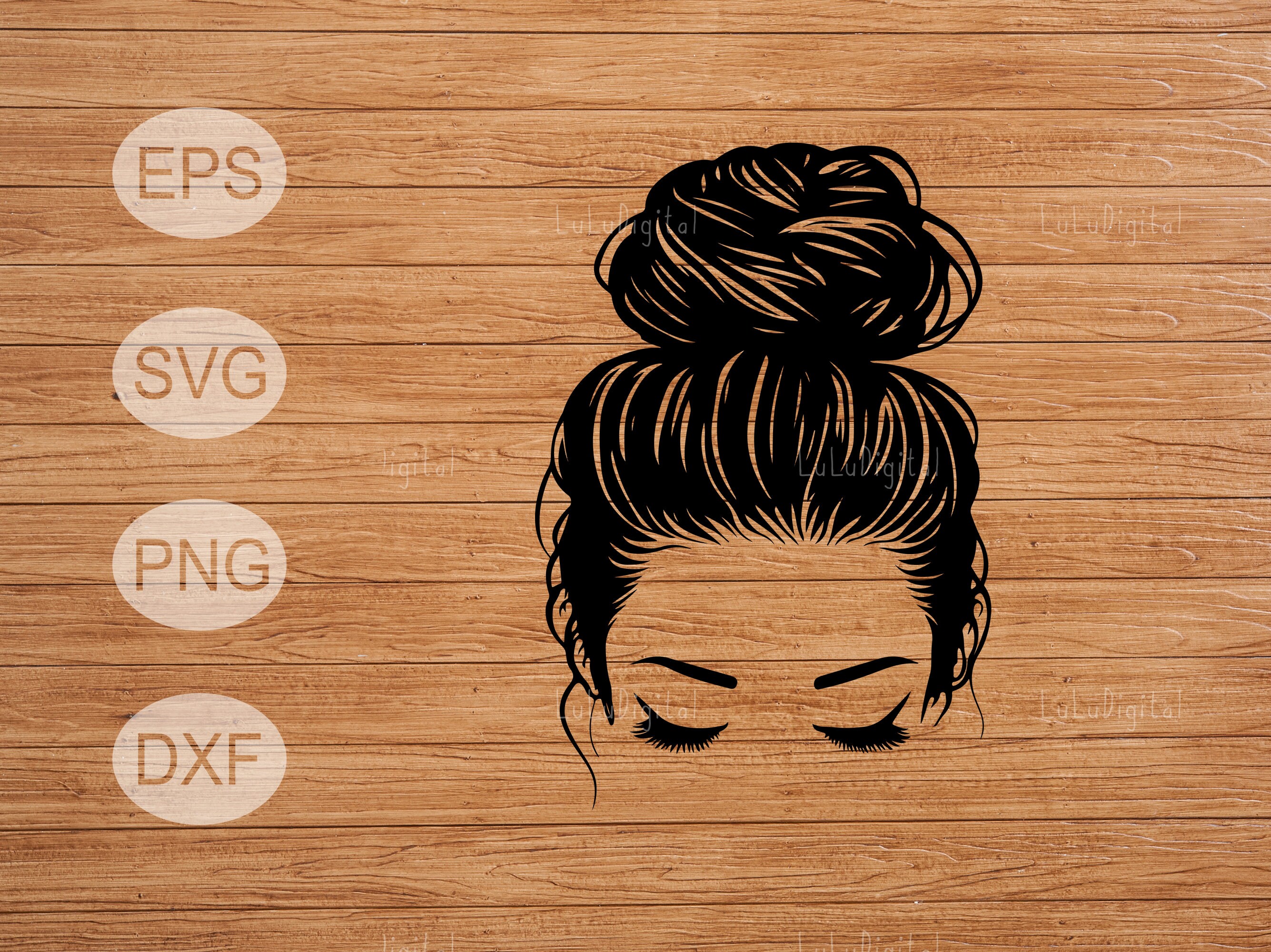 Messy Bun Svg, Messy Bun Cut File, Messy Bun Face, Woman With Lashes ...