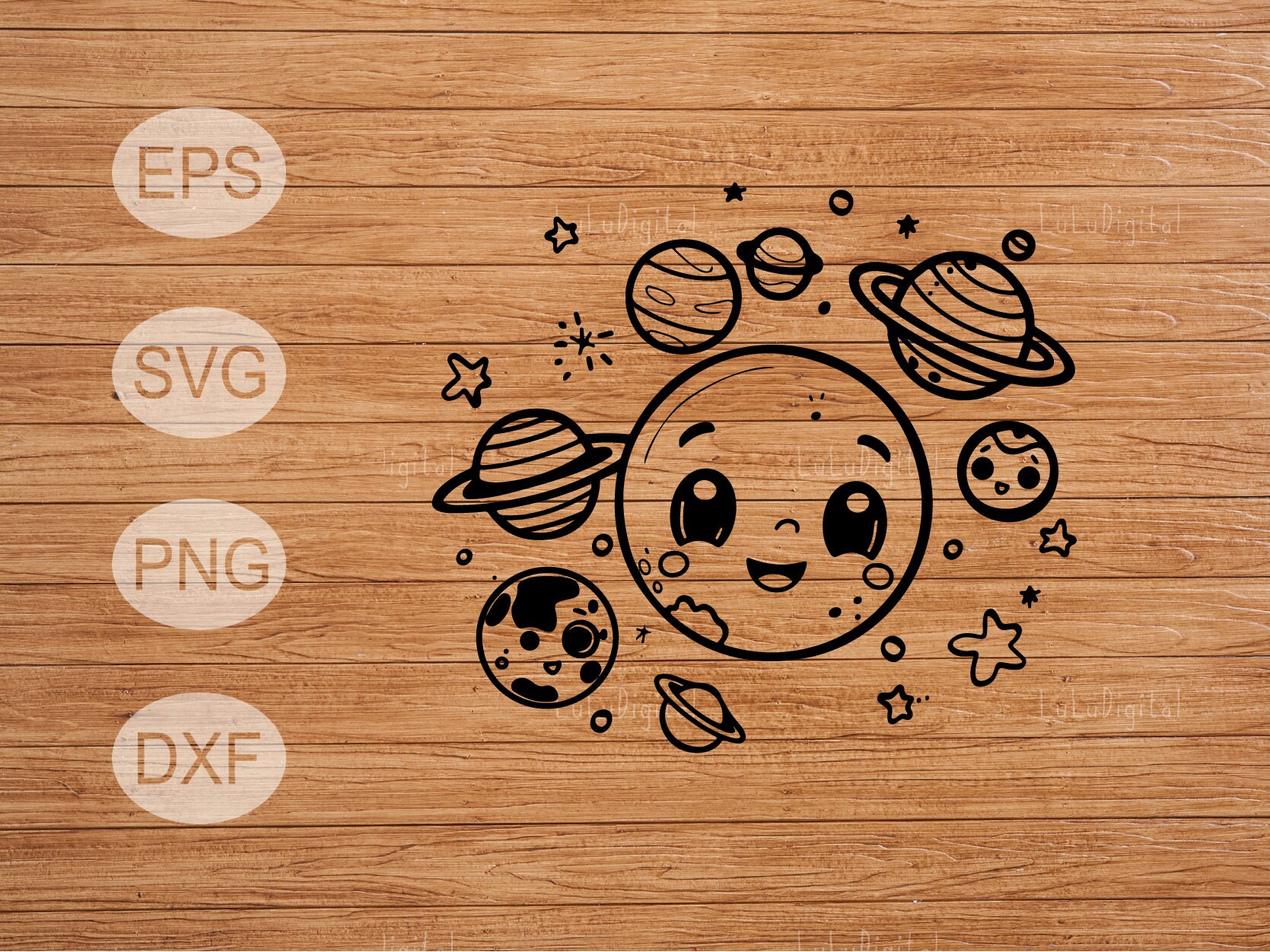 Planets Svg, Cute Planets, Kawaii Planets, Space, Galaxy, Solar System ...