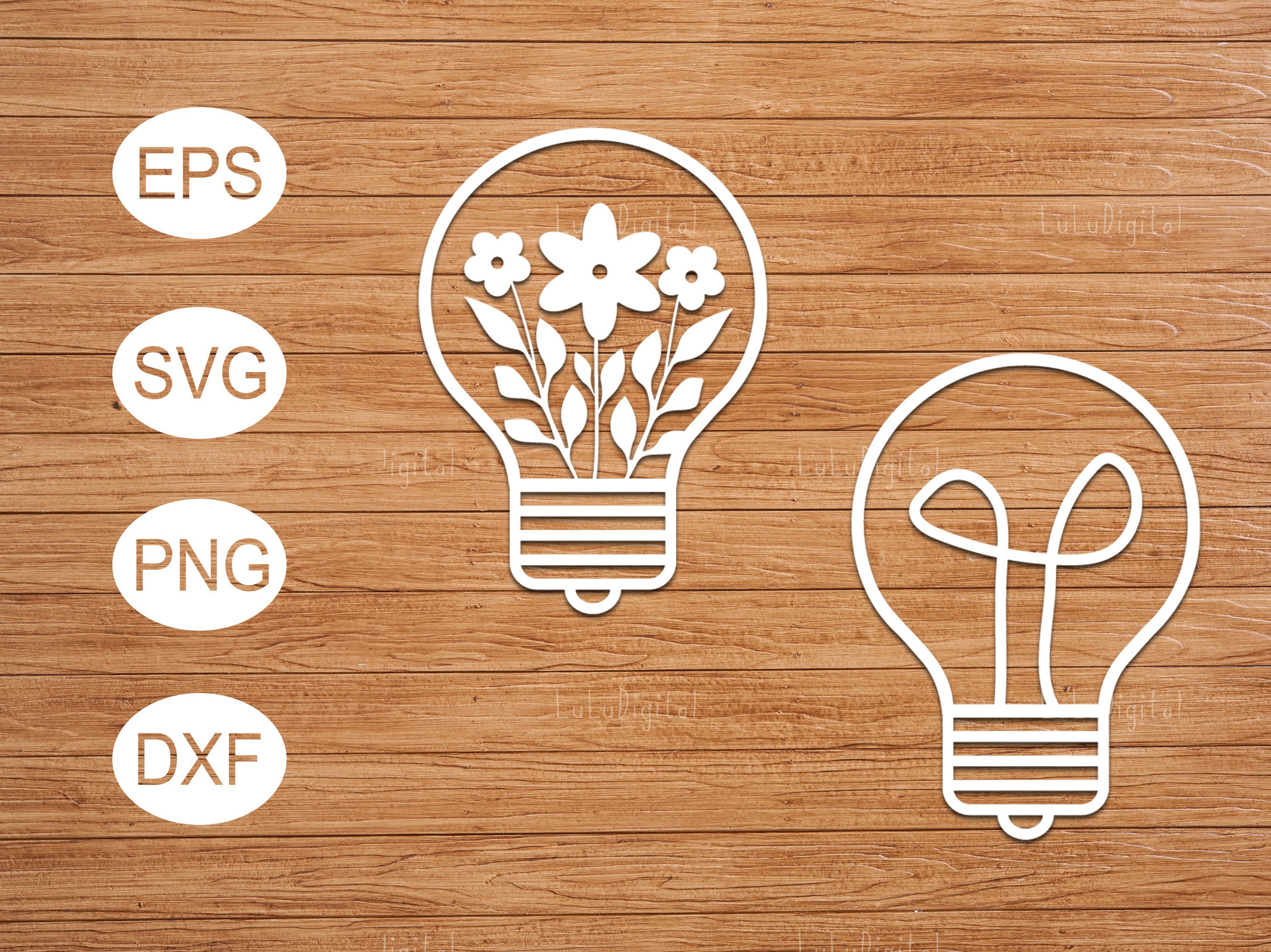 Floral Bulb Lightbulb / Svg Png Eps Dxf | Etsy