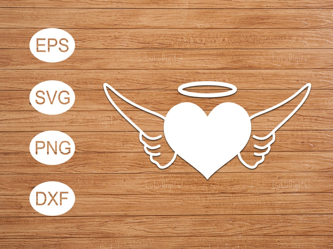 Heart Angel Wings Svg / Valentines Day Svg / Love Svg / Heart Wings ...