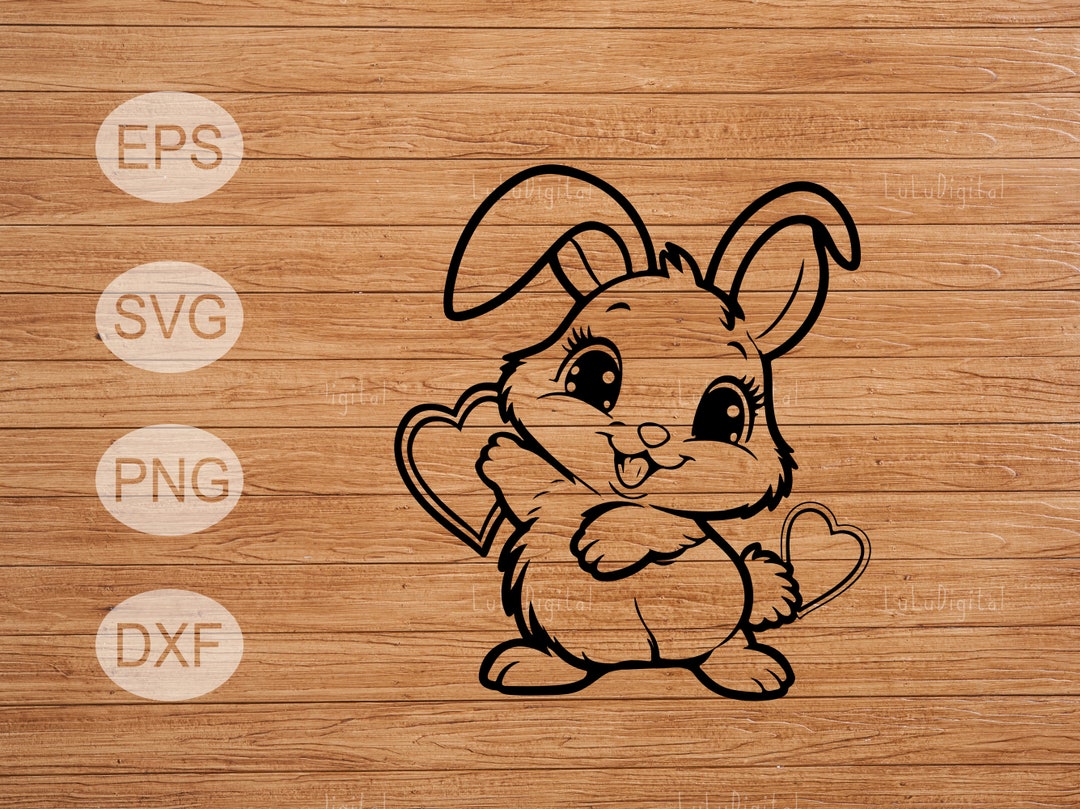 Cute Bunny Svg, Heart Bunny Svg, Cute Rabbit, Bunny Cut File, Instant ...