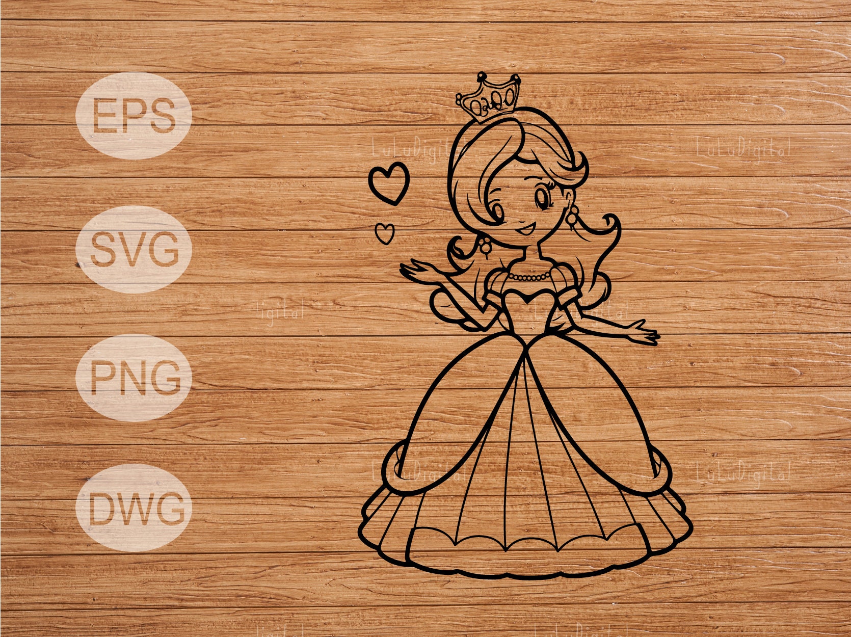 Princesa silueta cumpleaños niña svg, png, dwg, eps, archivo recortado ...