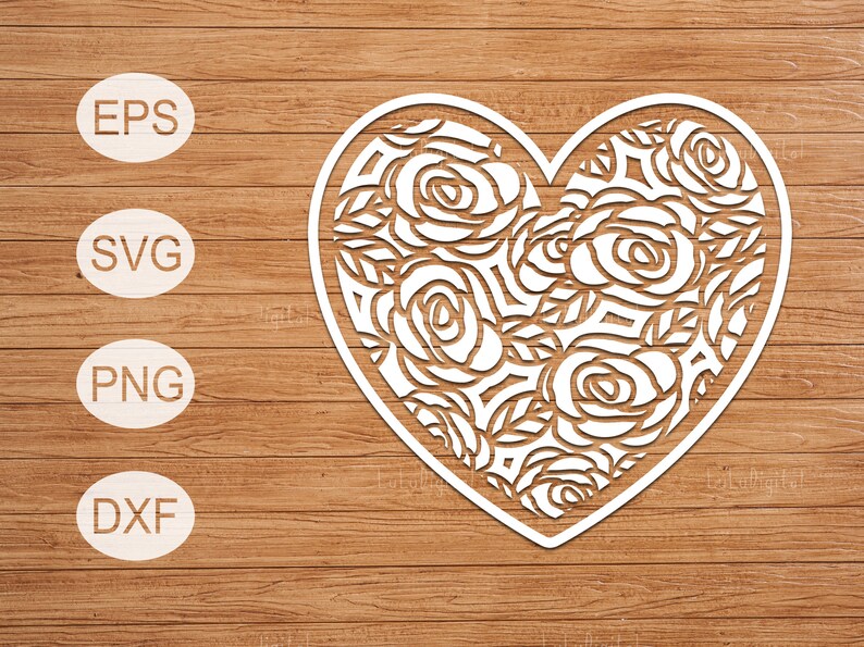 Heart With Roses / Svg, Png, Eps, Dxf - Etsy