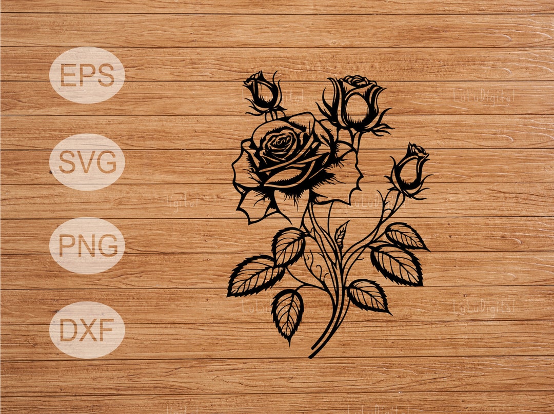 Rose, Rose Printable Svg, Roses Silhouette, Rose Vinyl Png, Cricut Cut ...