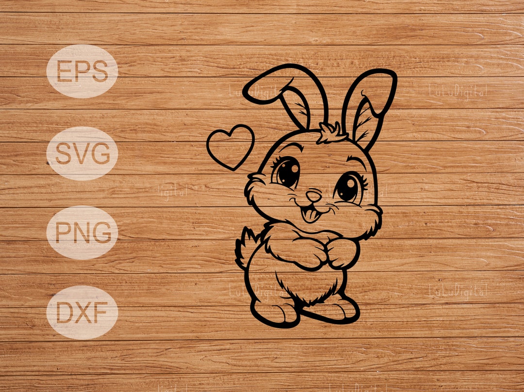Cute Bunny Svg, Heart Bunny Svg, Cute Rabbit, Bunny Cut File, Instant ...