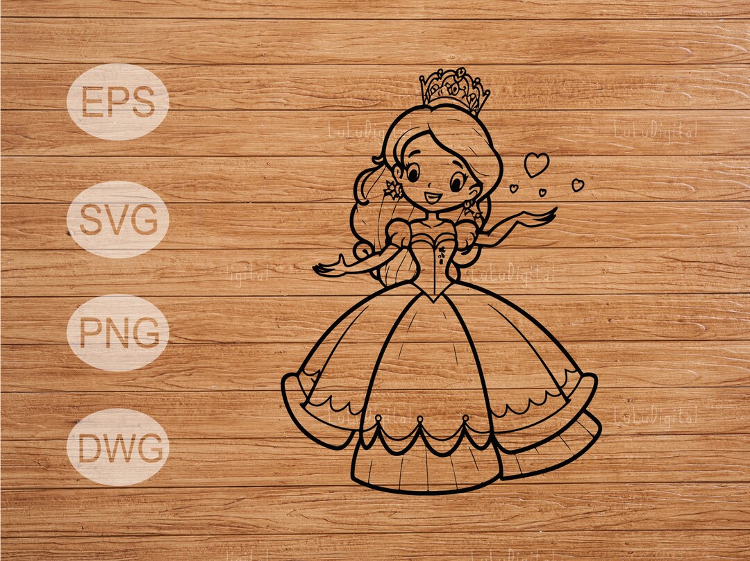 Cute Princess Svg, Png, Dwg, Eps, Clipart for DIY Projects and ...