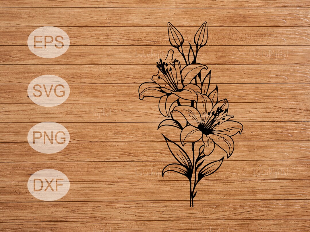 Lily, Floral Svg, Floral Svg File, Flower Bouquet Svg, Flower Cut Files ...