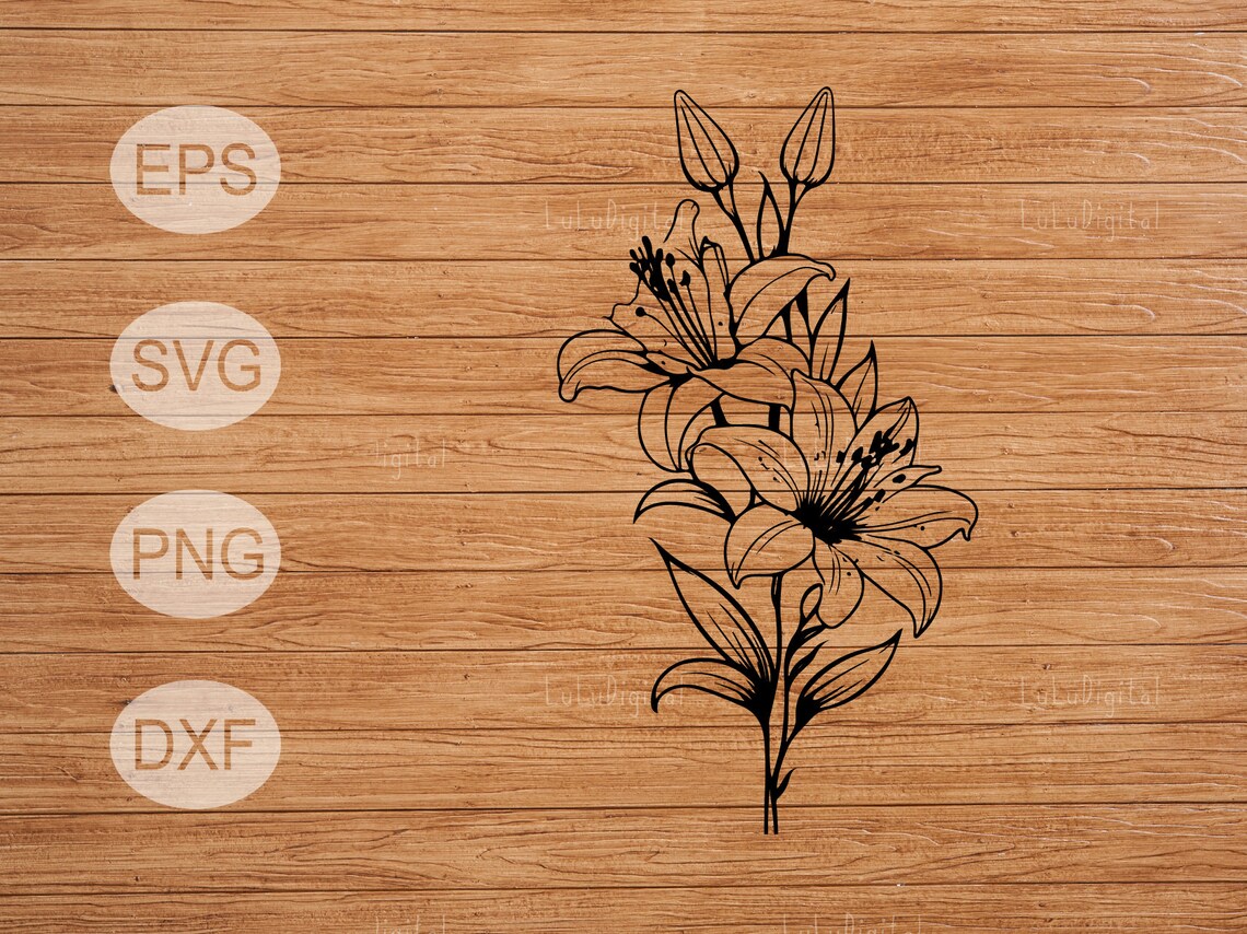 Lys, svg floral, fichier svg floral, svg bouquet de fleurs, fichiers ...