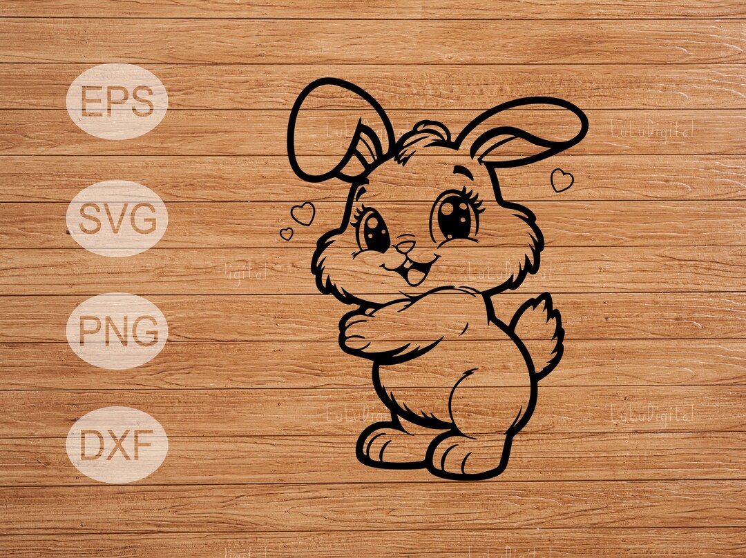 Cute Bunny Svg, Heart Bunny Svg, Cute Rabbit, Bunny Cut File, Instant ...