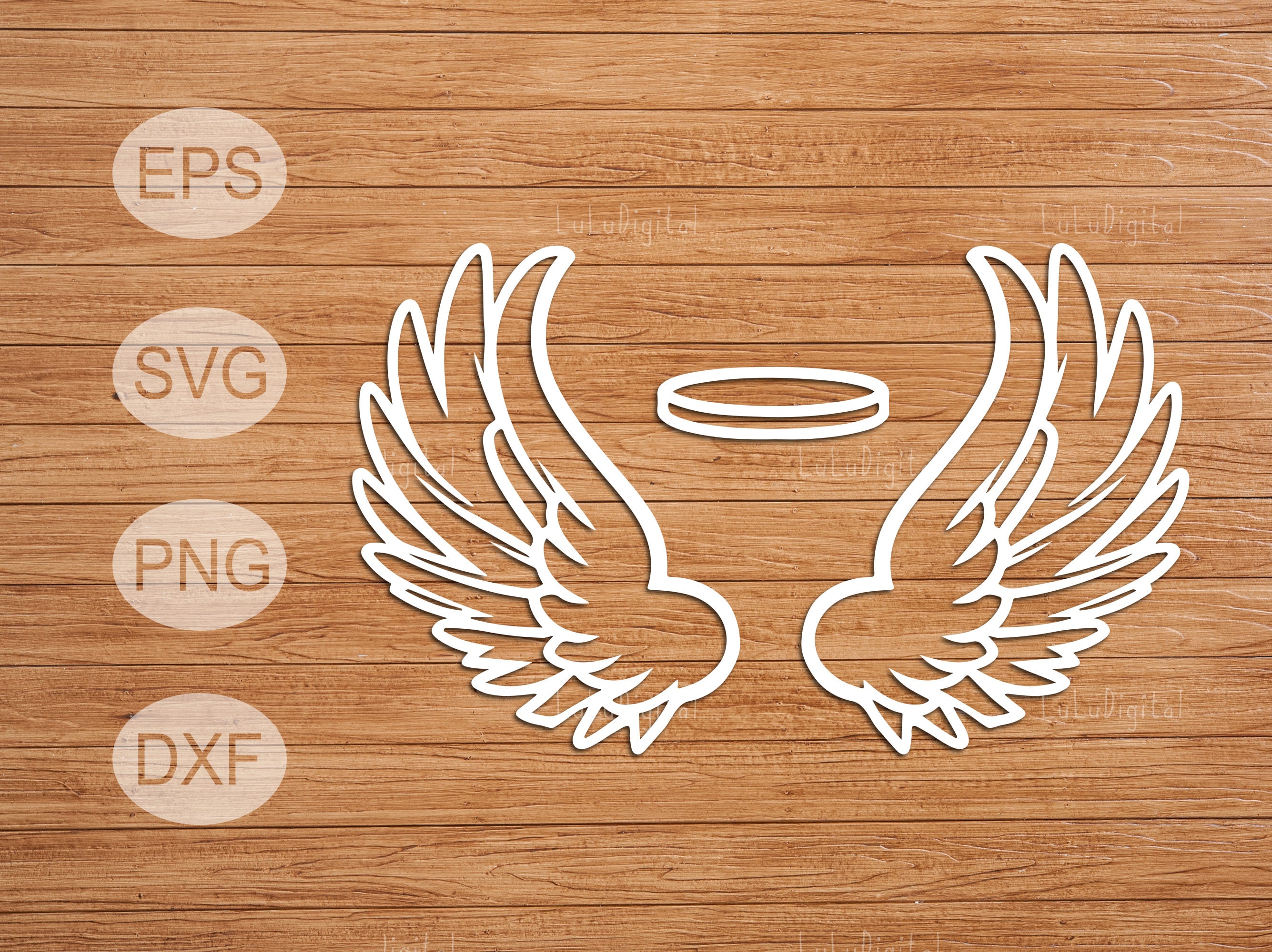 Angel Wings With Halo, Angel Wings, Vector, Halo Svg, Cut File, Svg ...