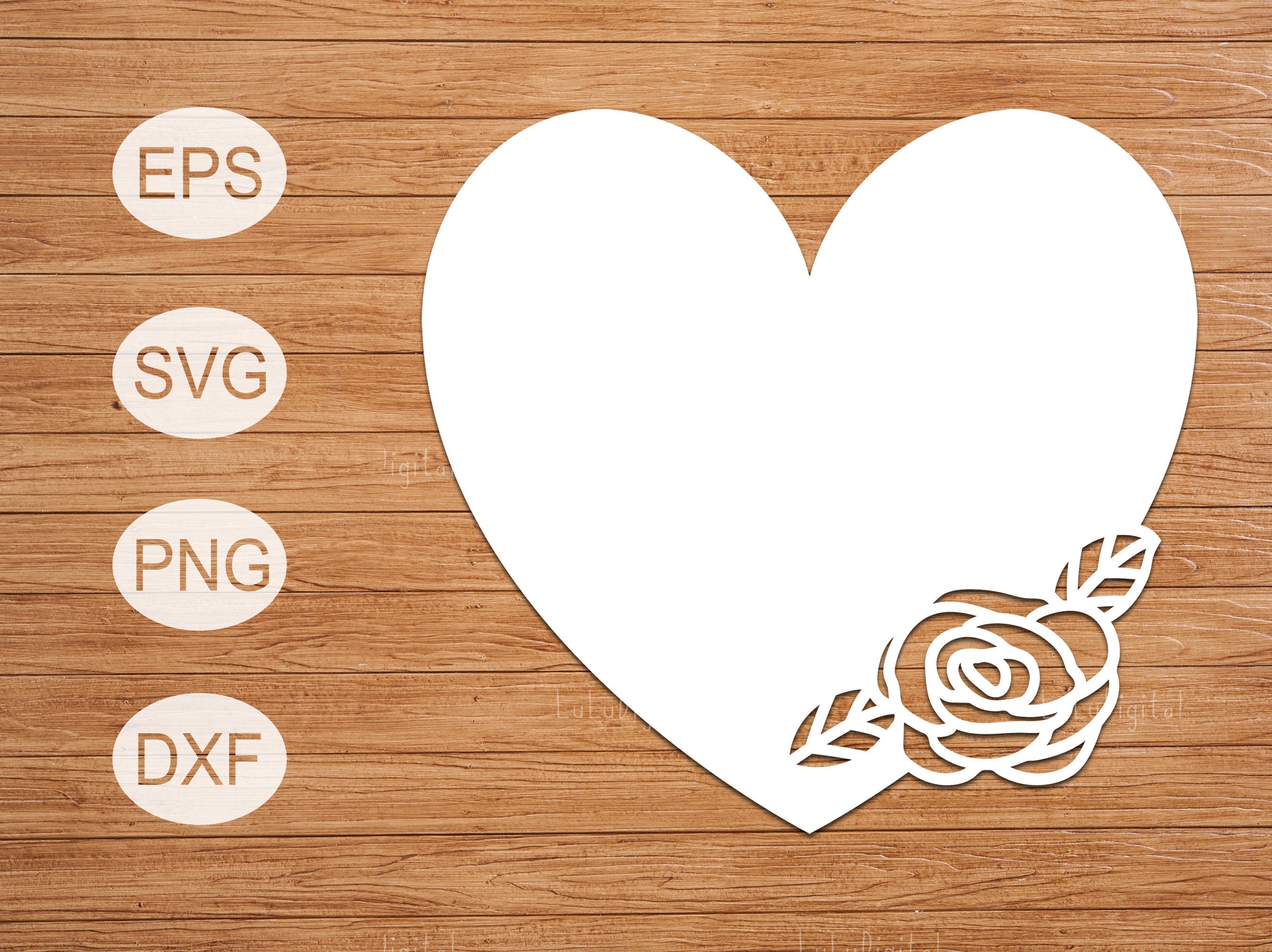 Heart With Rose Svg, Love Svg, Cut File, Rose Love Svg, Wedding Svg ...